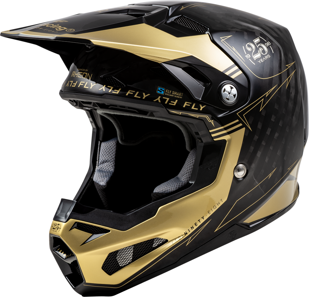 FLY RACING YOUTH FORMULA S CARBON LEGACY HELMET BLACK/GOLD YL