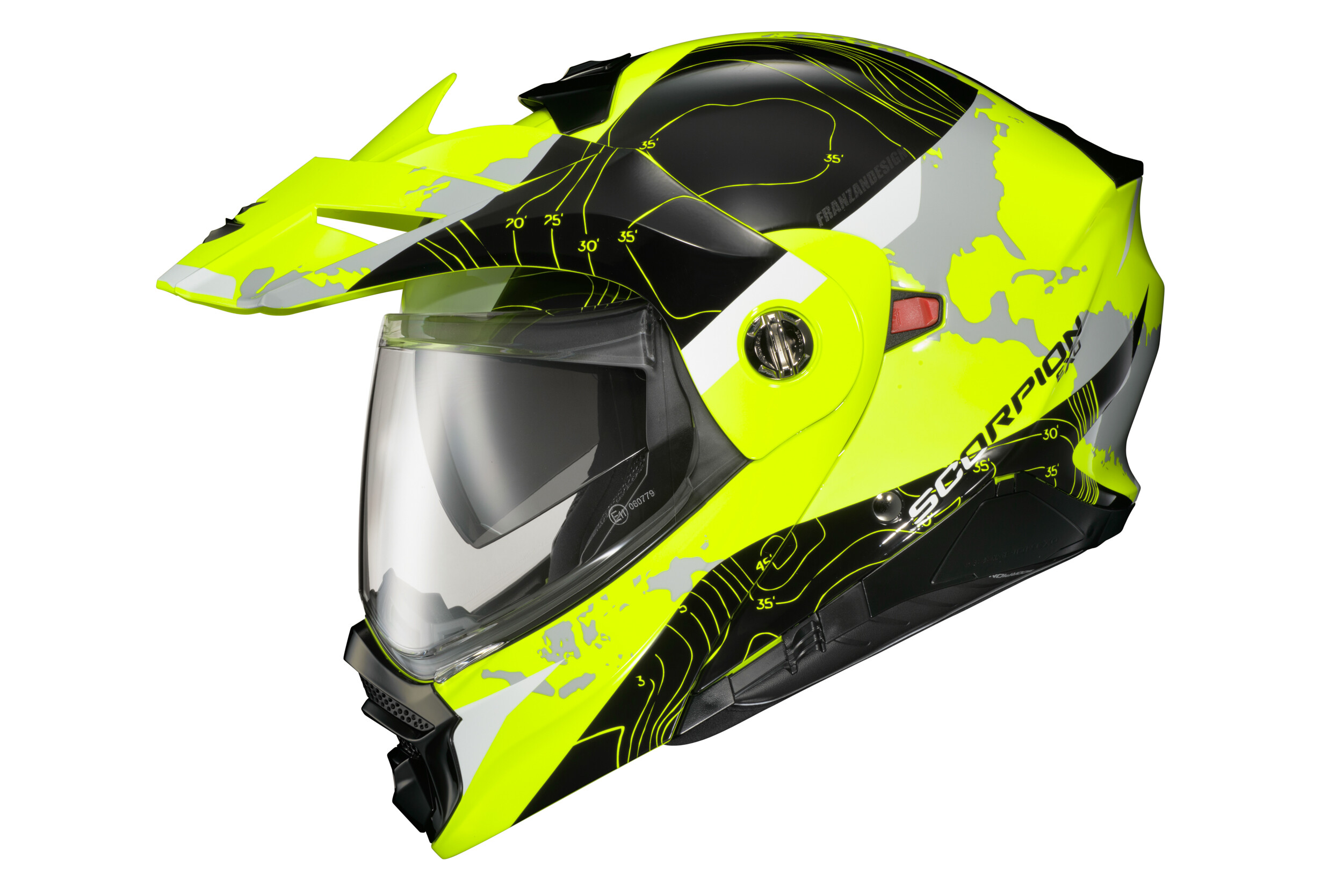 SCORPION EXO (96-1053) EXO-AT960 MODULAR HELMET TOPOGRAPHIC HI-VIS ...